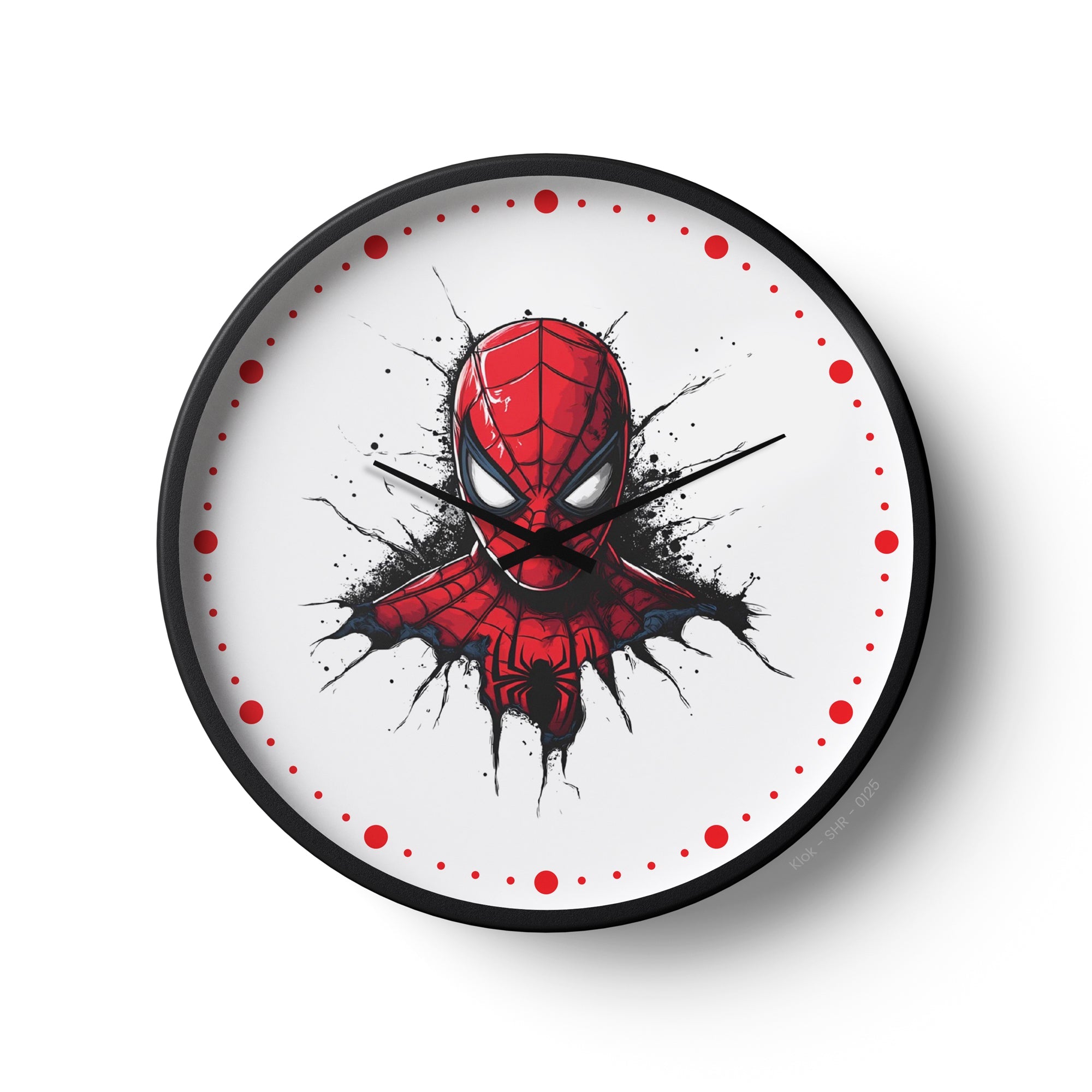 Super Hero Wall Clock – Web Warrior Red Splash Edition | KLOK