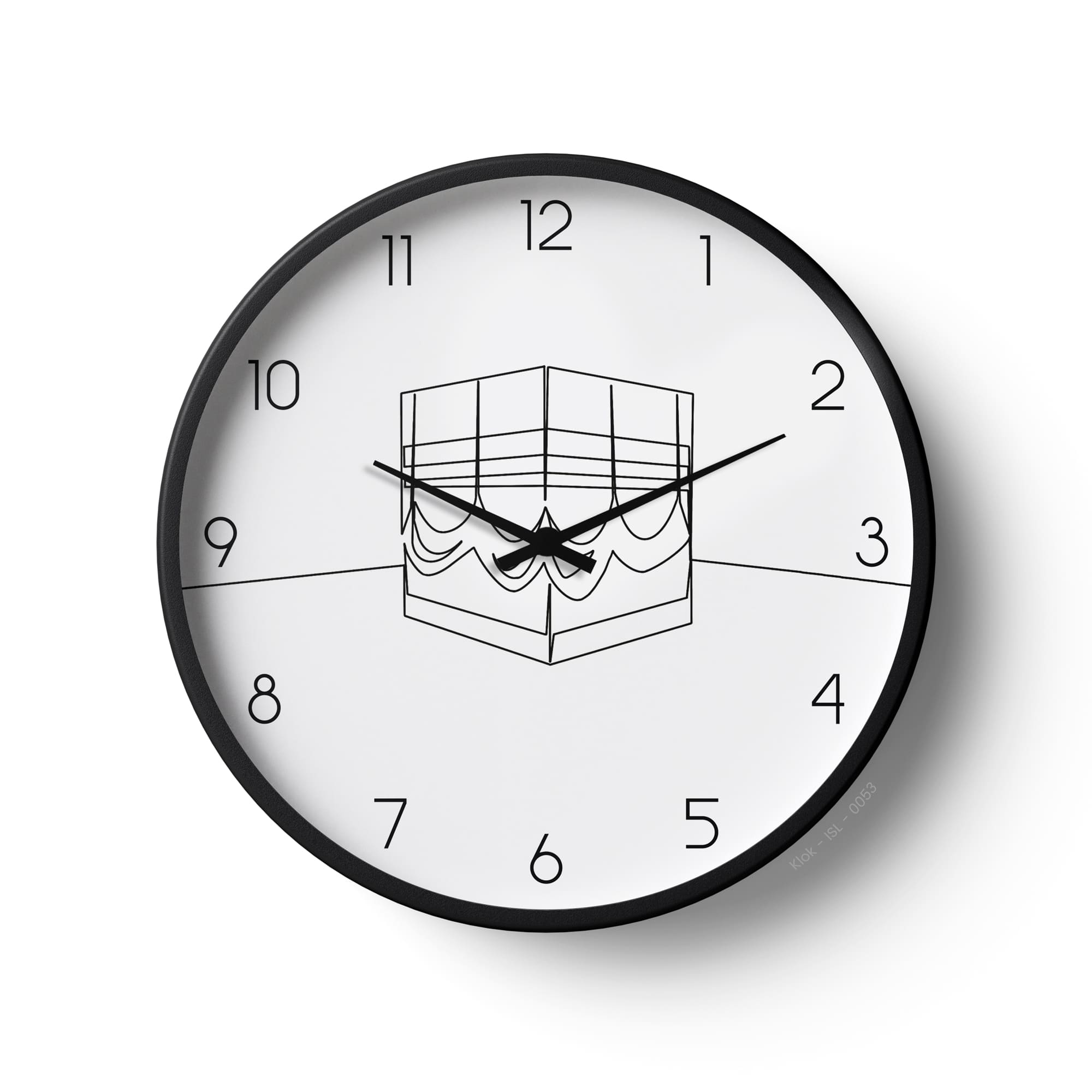 Islamic Wall Clock – Minimal Kaaba Line Art Modern Design Black & Whit ...