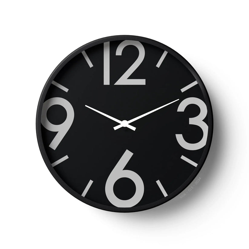 Classic Wall Clock – Black Bold Numeral Dial | KLOK