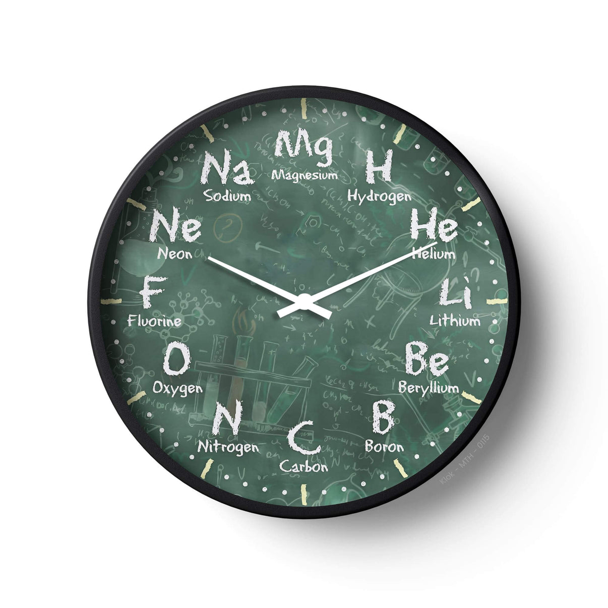 Mathematics Wall Clock – Chemistry & Science Elements Chalkboard Desig ...